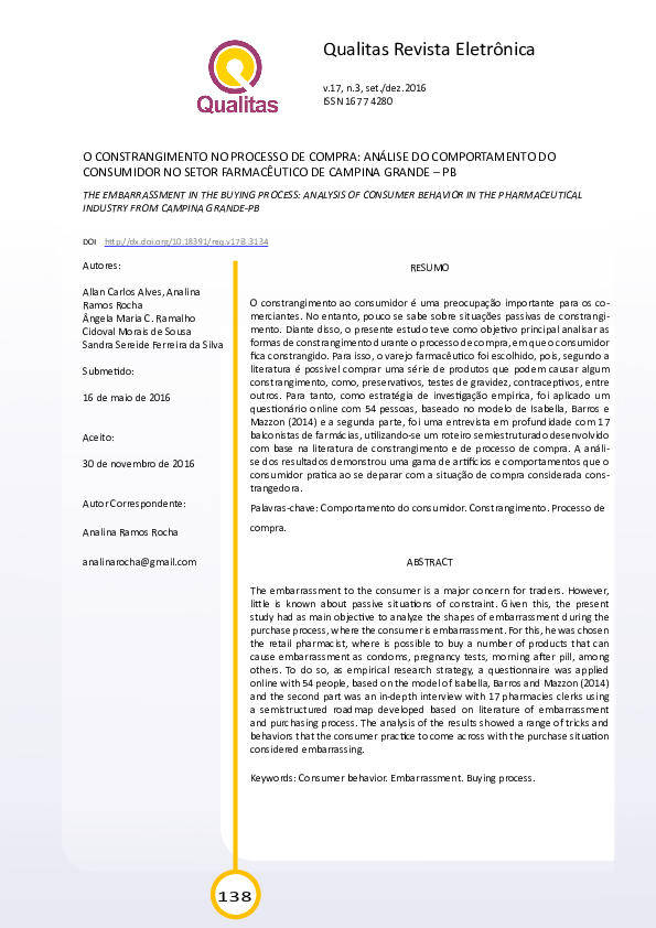 (PDF) O Constrangimento No Processo De Compra: Análise Do Comportamento ...