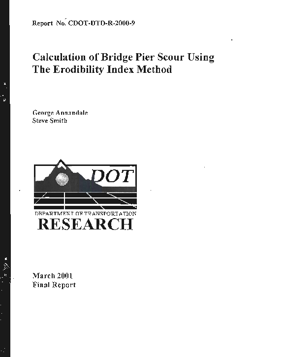 (PDF) Calculation of Bridge Pier Scour Using the Erodibility Index Method