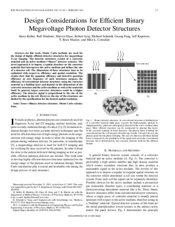 (PDF) Design considerations for efficient binary megavoltage photon detector structures