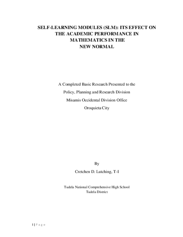 (PDF) SELF-LEARNING MODULES (SLM) ITS EFFECT ON THE ACADEMIC ...