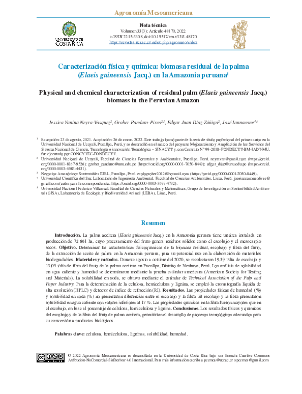 (PDF) Caracterización física y química: biomasa residual de la palma (Elaeis guineensis Jacq ...