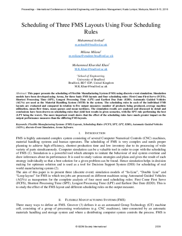 (PDF) Scheduling of Three FMS Layouts Using Four Scheduling Rules ...
