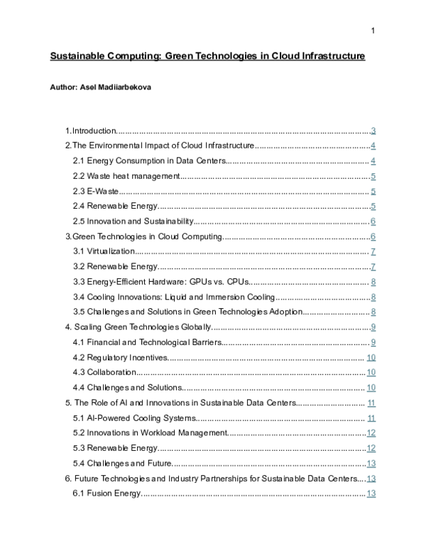 (PDF) Sustainable Computing: Green Technologies in Cloud Infrastructure