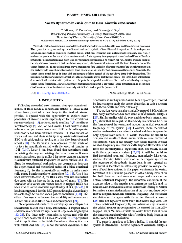 (PDF) Vortex dynamics in cubic-quintic Bose-Einstein condensates ...
