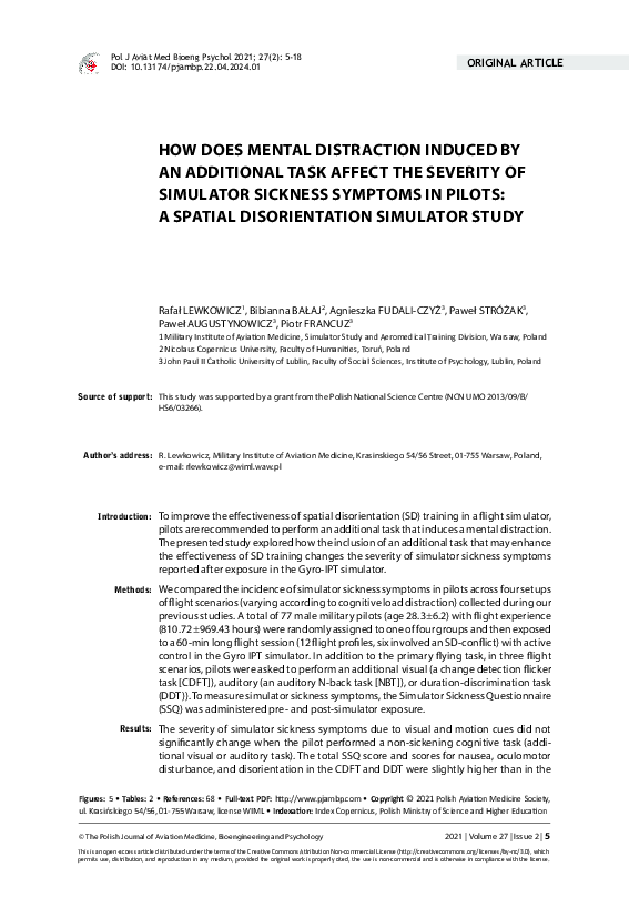 (PDF) How Does Mental Distraction Induced by an Additional Task Affect ...
