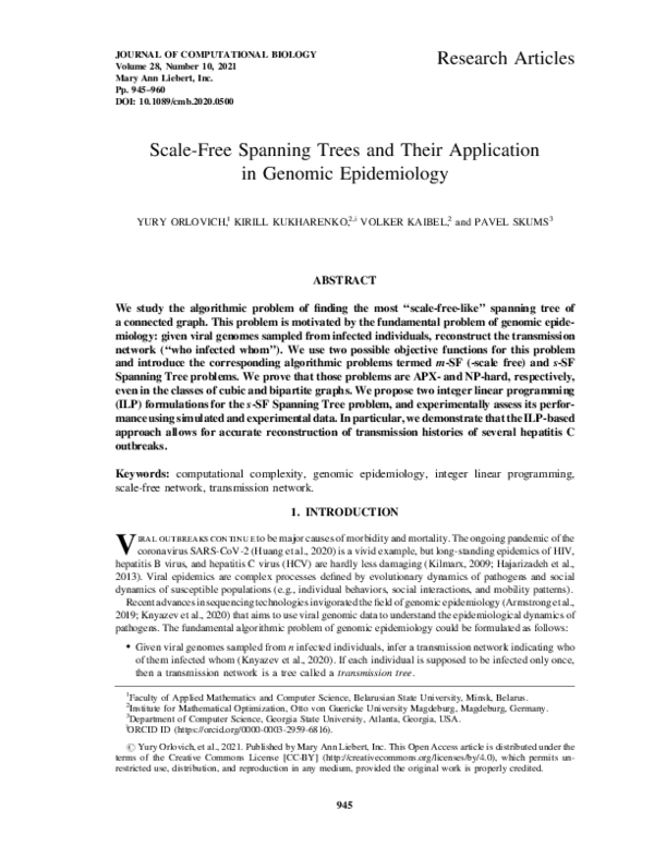 (PDF) Scale-Free Spanning Trees and Their Application in Genomic ...