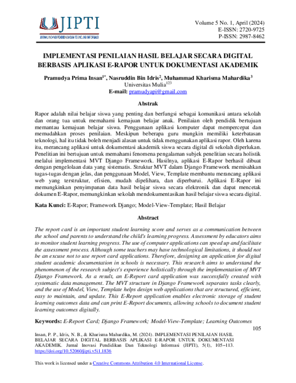 (PDF) Implementasi Penilaian Hasil Belajar Secara Digital Berbasis ...