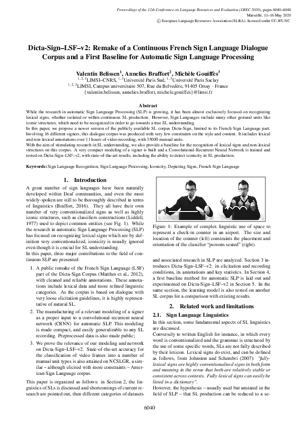 (PDF) Dicta-Sign-LSF-v2: Remake of a Continuous French Sign Language ...
