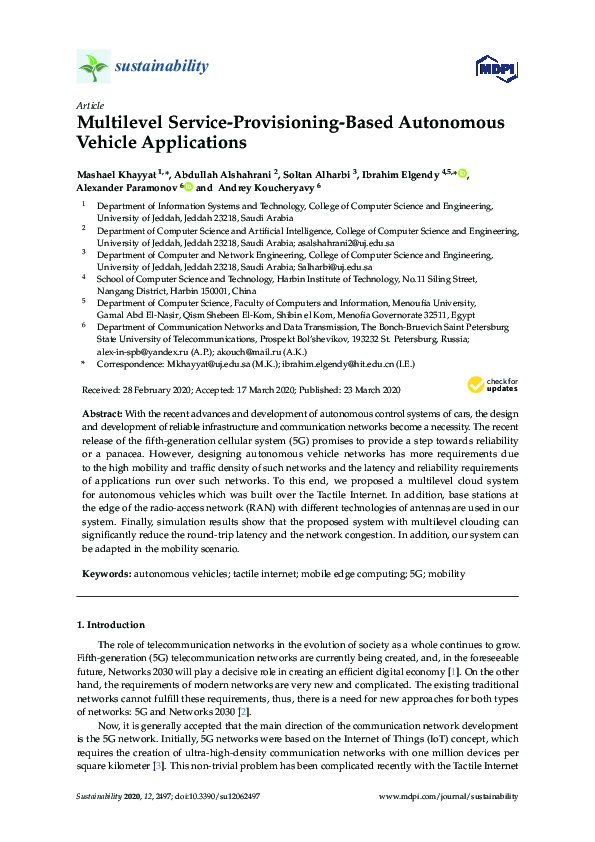 (PDF) Multilevel Service-Provisioning-Based Autonomous Vehicle Applications