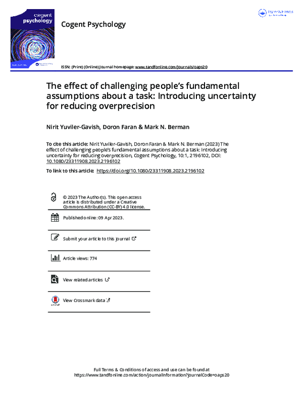 (PDF) The effect of challenging people’s fundamental assumptions about ...