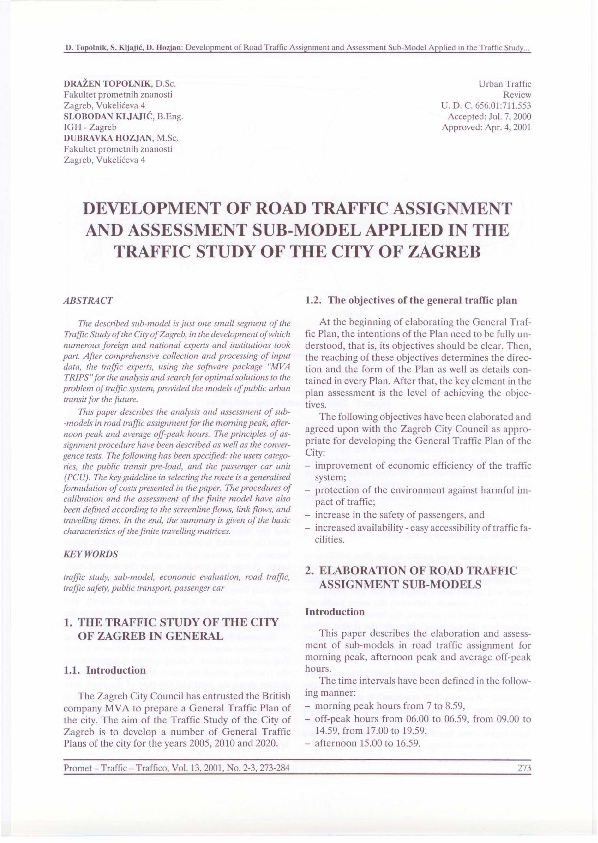 (PDF) Development of Road Traffic Assignment and Assessment Sub-Model ...