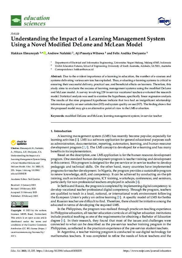 (PDF) Understanding the Impact of a Learning Management System Using a ...