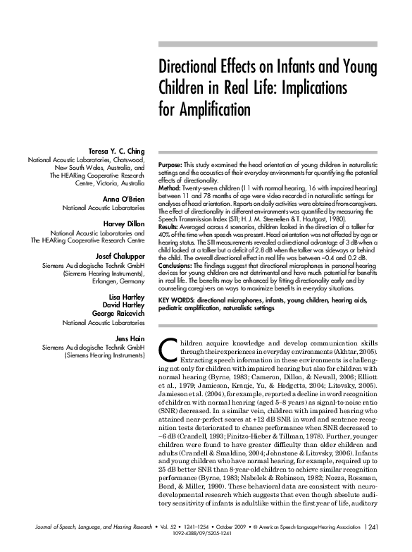 (PDF) Directional Effects on Infants and Young Children in Real Life ...
