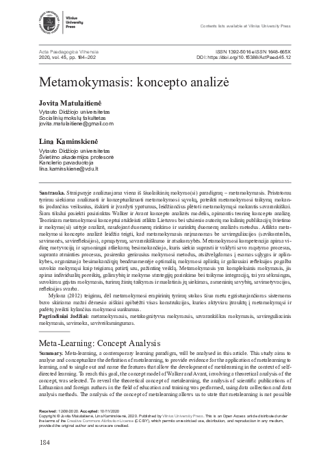 (PDF) Meta-Learning: Concept Analysis