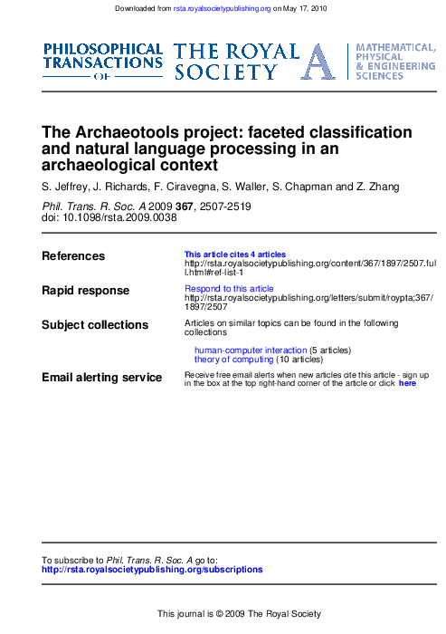 (PDF) The Archaeotools project: faceted classification and natural ...