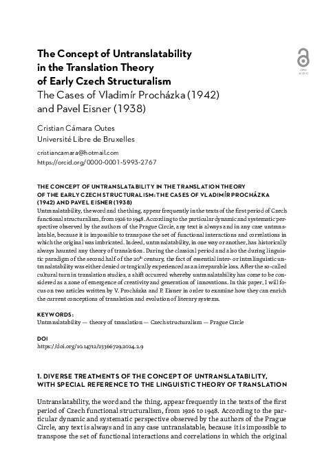 (PDF) The concept of untranslatability in the translation theory of the ...