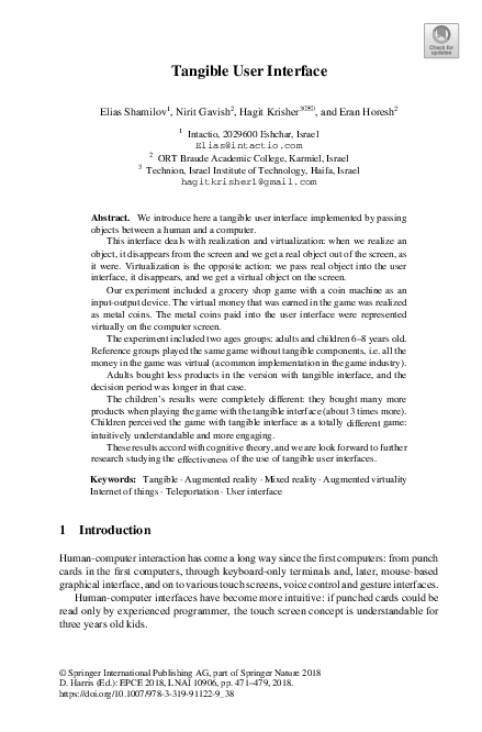 (PDF) Tangible User Interface