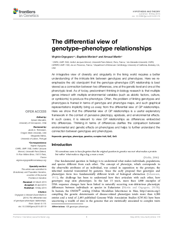 (PDF) The differential view of genotypeâ€“phenotype relationships
