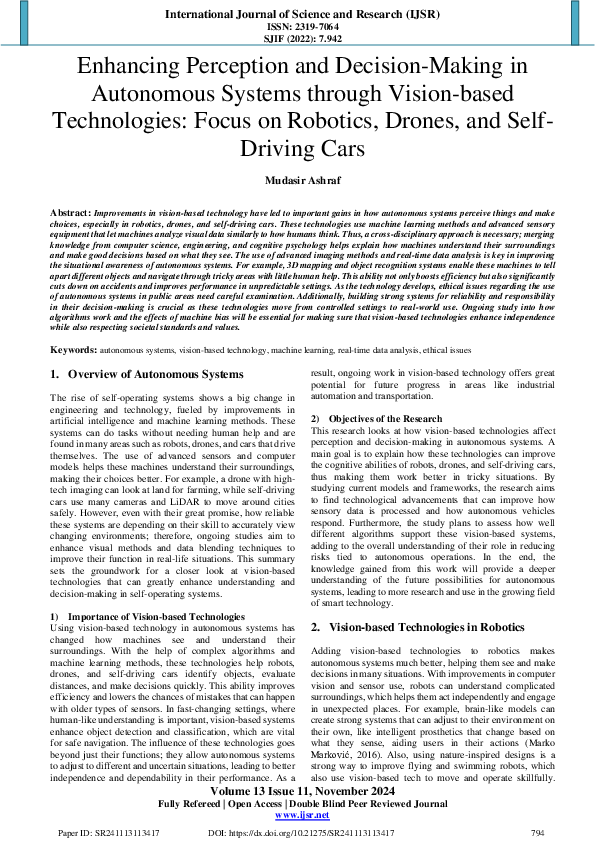 (PDF) Enhancing perception and decision making in autonomous systems V