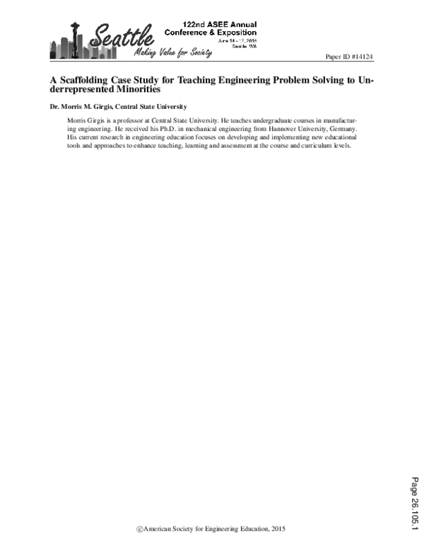 (PDF) A Scaffolding Case Study for Teaching Engineering Problem Solving to Underrepresented ...