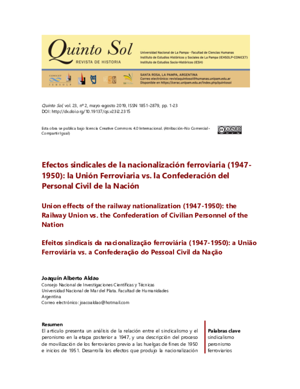 (PDF) Union effects of the railway nationalization (1947-1950): the ...