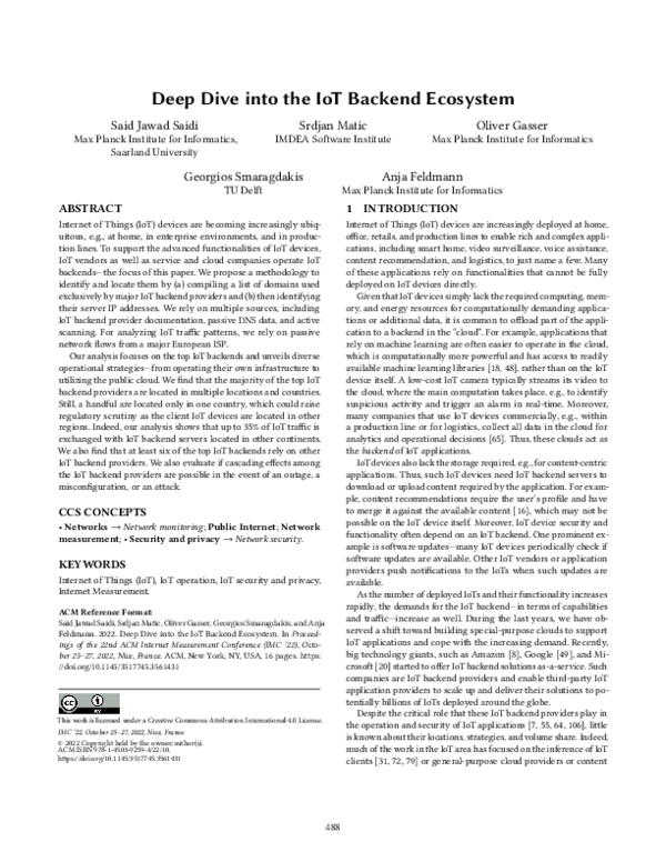 (PDF) Deep dive into the IoT backend ecosystem