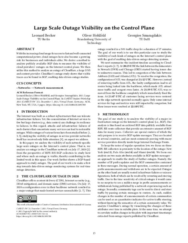 (PDF) Large scale outage visibility on the control plane