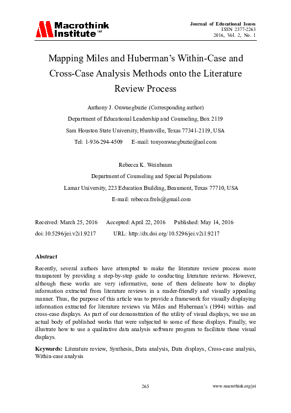 (PDF) Mapping Miles and Huberman’s Within-Case and Cross-Case Analysis ...