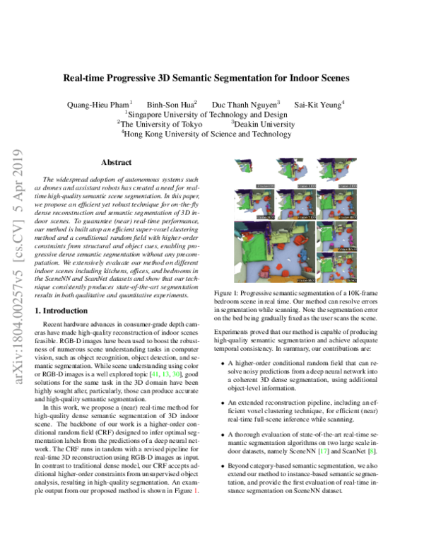 (PDF) Real-time Progressive 3D Semantic Segmentation for Indoor Scene
