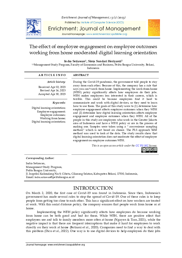 (PDF) The effect of employee engagement on employee outcomes working ...