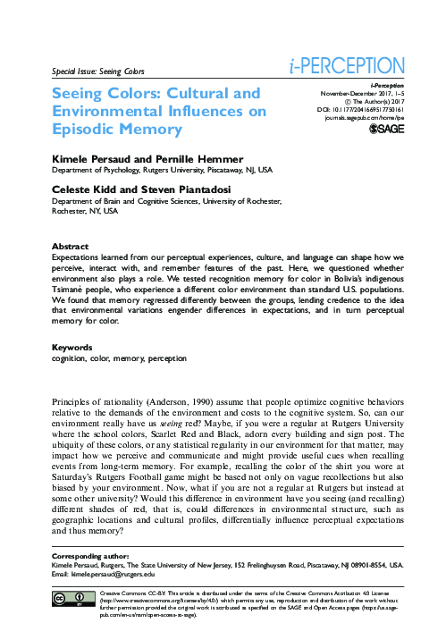 (PDF) Seeing Colors: Cultural and Environmental Influences on Episodic ...