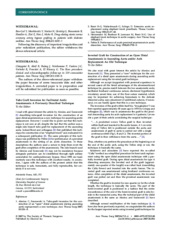 (PDF) Inverted Graft for Construction of an Open Distal Anastomosis in ...