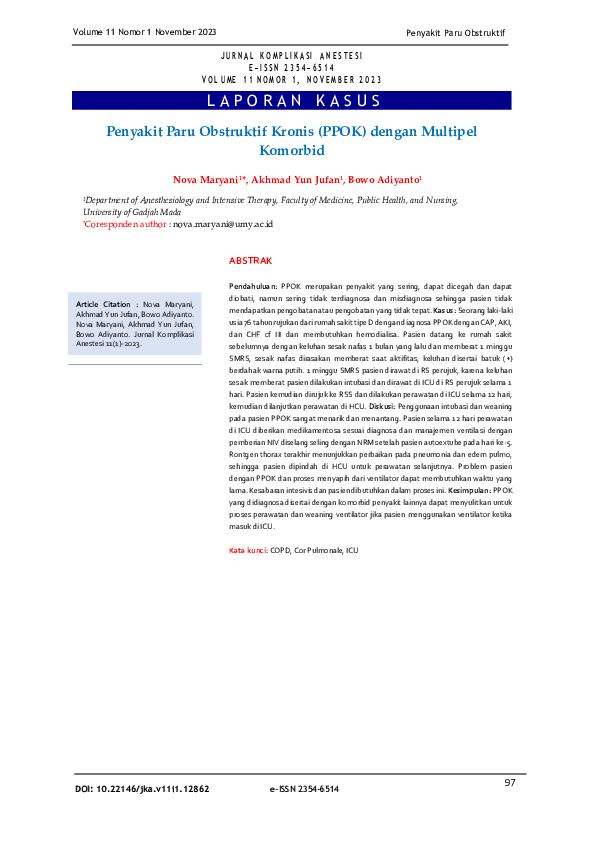 (PDF) Penyakit Paru Obstruktif Kronis (PPOK) dengan Multipel Komorbid | nova maryani - Academia.edu