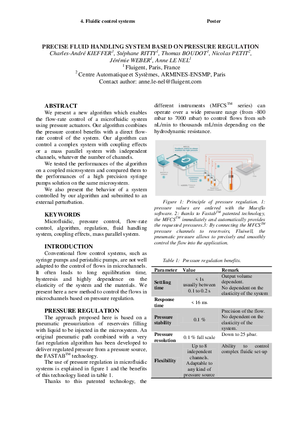 (PDF) Precise Fluid Handling System Based on Pressure Regulation