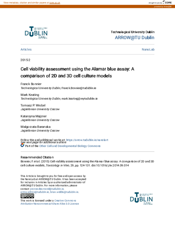 (PDF) Cell viability assessment using the Alamar blue assay: a ...