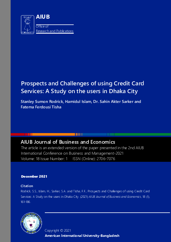 (PDF) Prospects and Challenges of using Credit Card Services: A Study on the users in Dhaka City