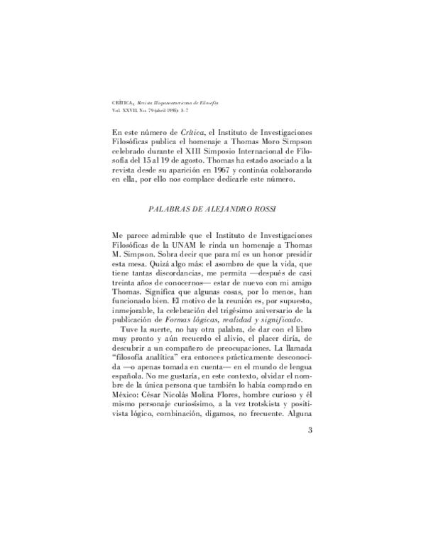 (PDF) Palabras de Alejandro Rossi y Alberto Moretti | Alberto Moretti - Academia.edu