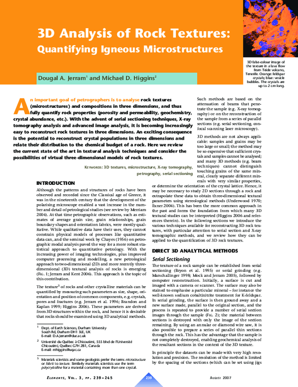 (PDF) 3D Analysis of Rock Textures