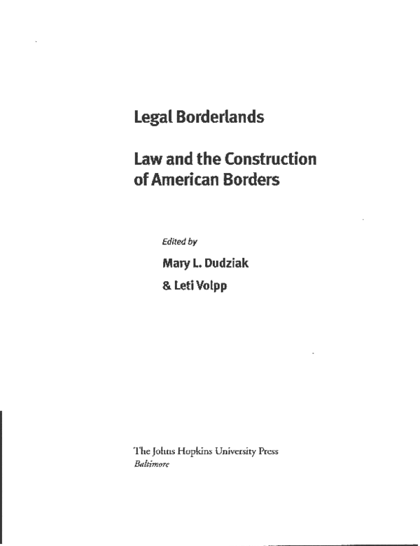 (PDF) Legal Borderlands: Law and the Construction of American Borders