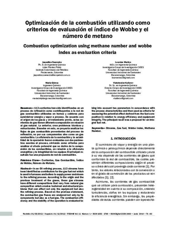 (PDF) Optimización de la combustión utilizando como criterios de ...