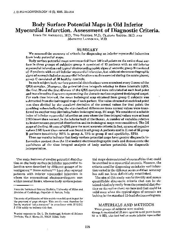 (PDF) Body surface potential maps in old inferior myocardial infarction ...