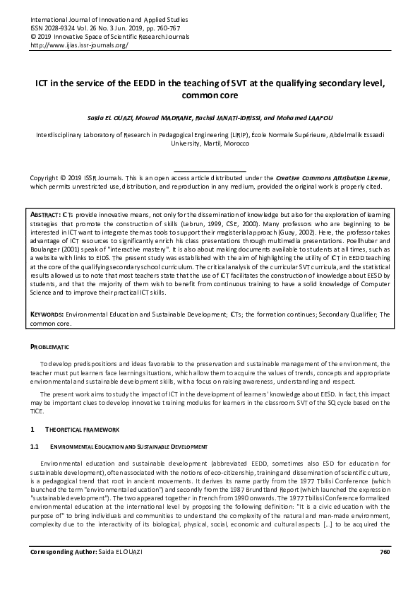 (PDF) ICT in the service of the EEDD in the teaching of SVT at the ...