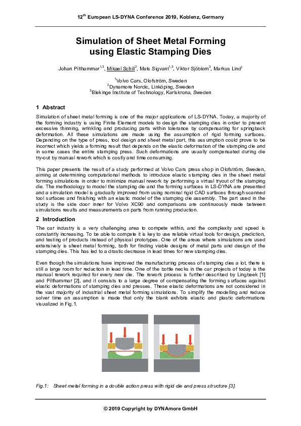 Pdf Simulation Of Sheet Metal Forming Using Elastic Stamping Dies
