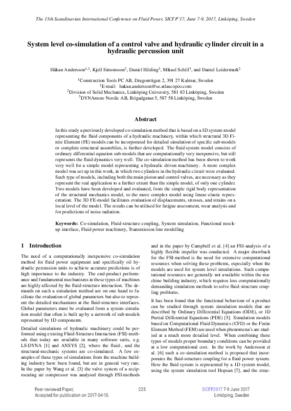 (PDF) System level co-simulation of a control valve and hydraulic ...