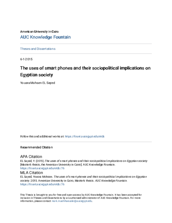 (PDF) The uses of smart phones and their sociopolitical implications on ...