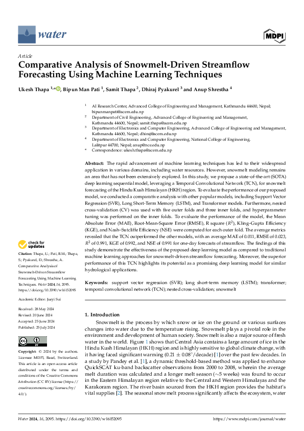 (PDF) Comparative Analysis of Snowmelt-Driven Streamflow Forecasting Using Machine Learning ...