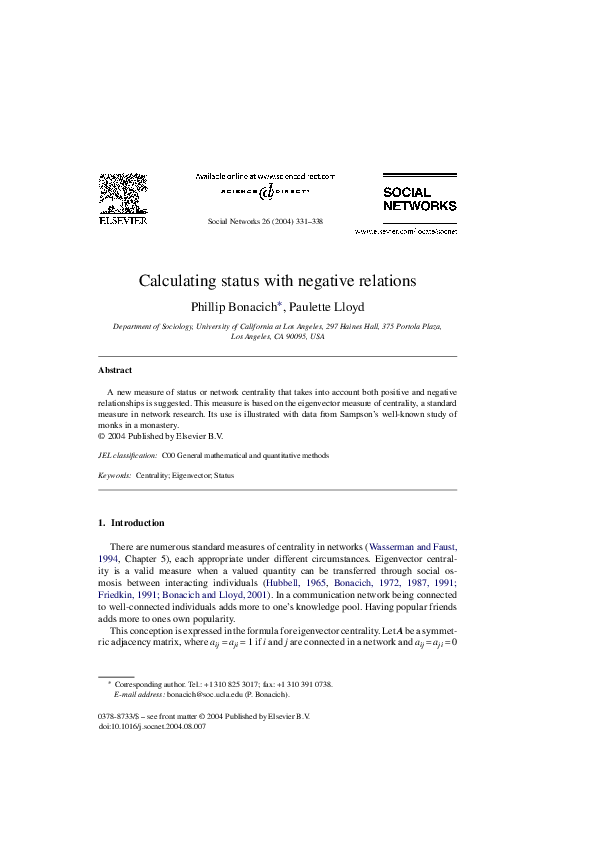 (PDF) Calculating status with negative relations