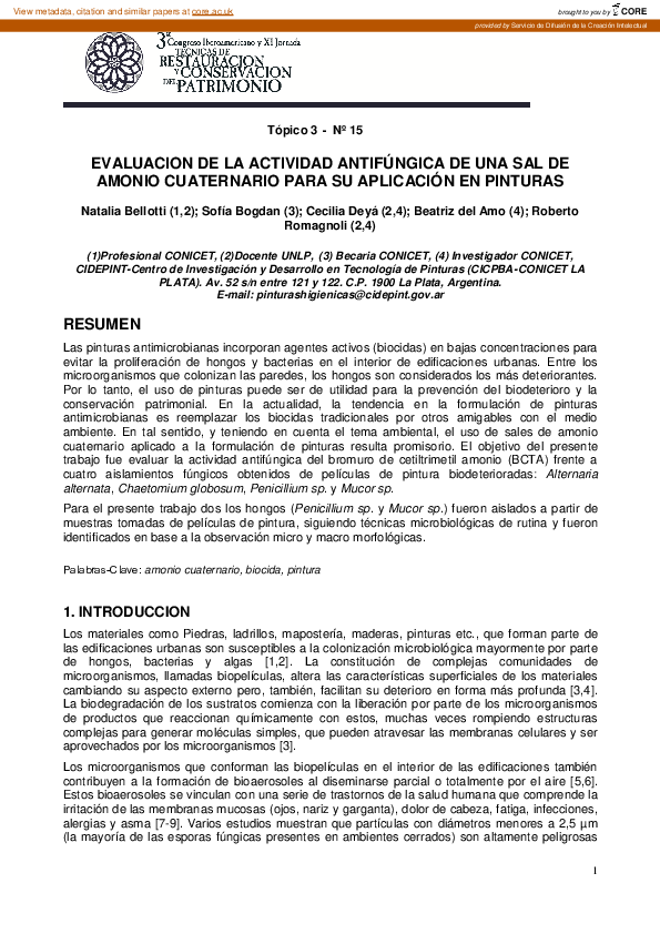 (PDF) Evaluacion de la actividad antifúngica de una sal de amonio cuaternario para su aplicación ...