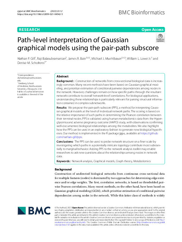 (PDF) Path-level interpretation of Gaussian graphical models using the pair-path subscore