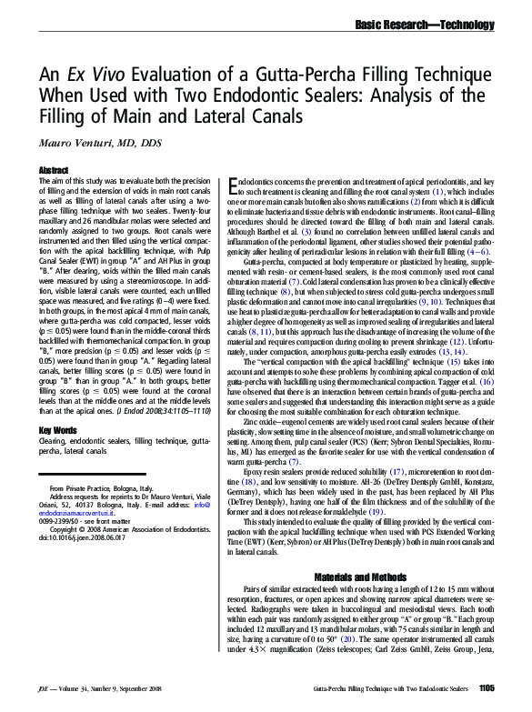 (PDF) An ex vivo evaluation of a gutta-percha filling technique when ...